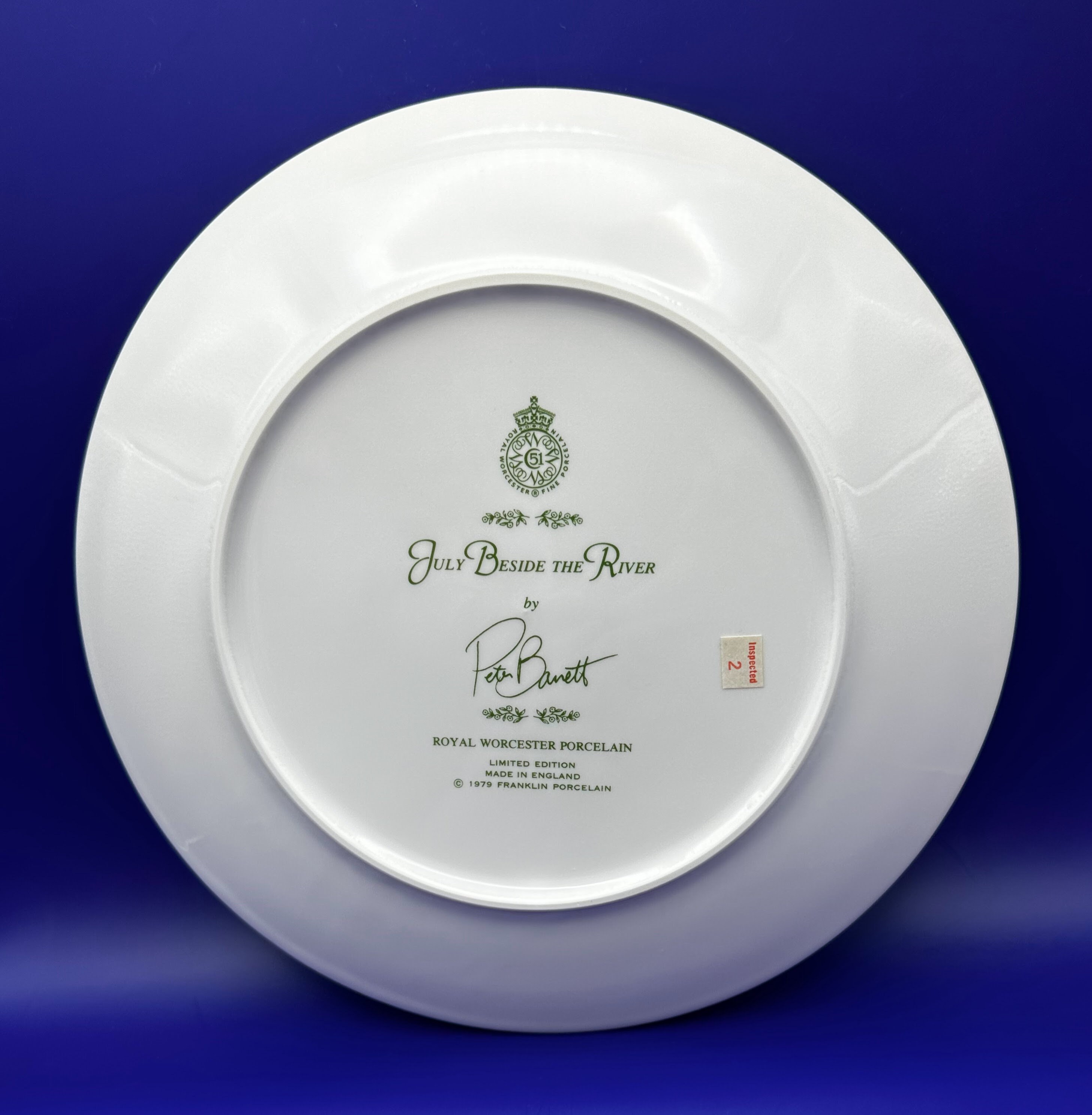 Royal Worcester Porcelain Plate 'july Beside the River' by Peter Barett ...