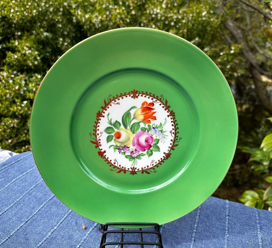 Herend Green Plate With Hand Painted Flowers - Etsy