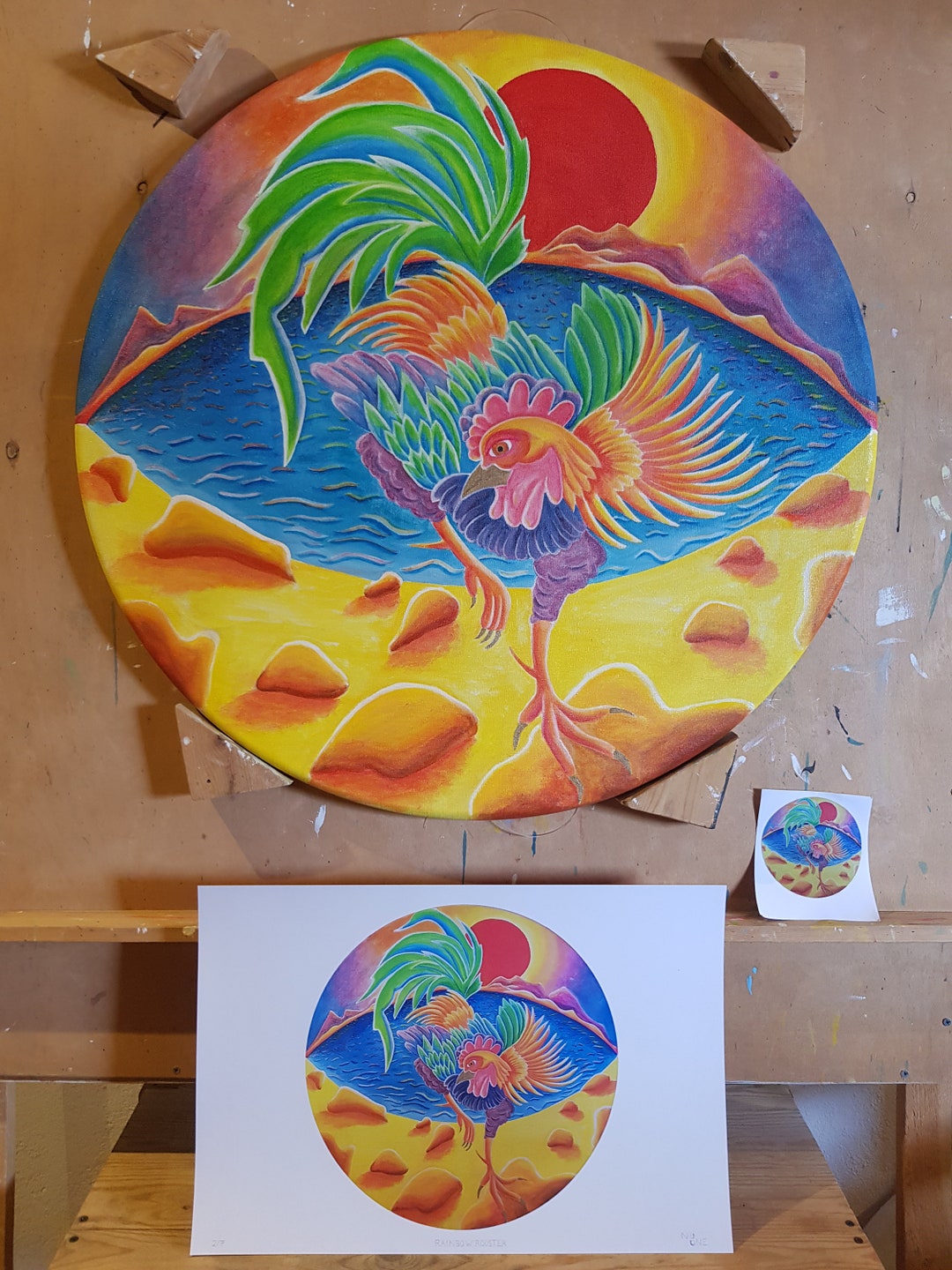 Rainbow Rooster - No One - Etsy