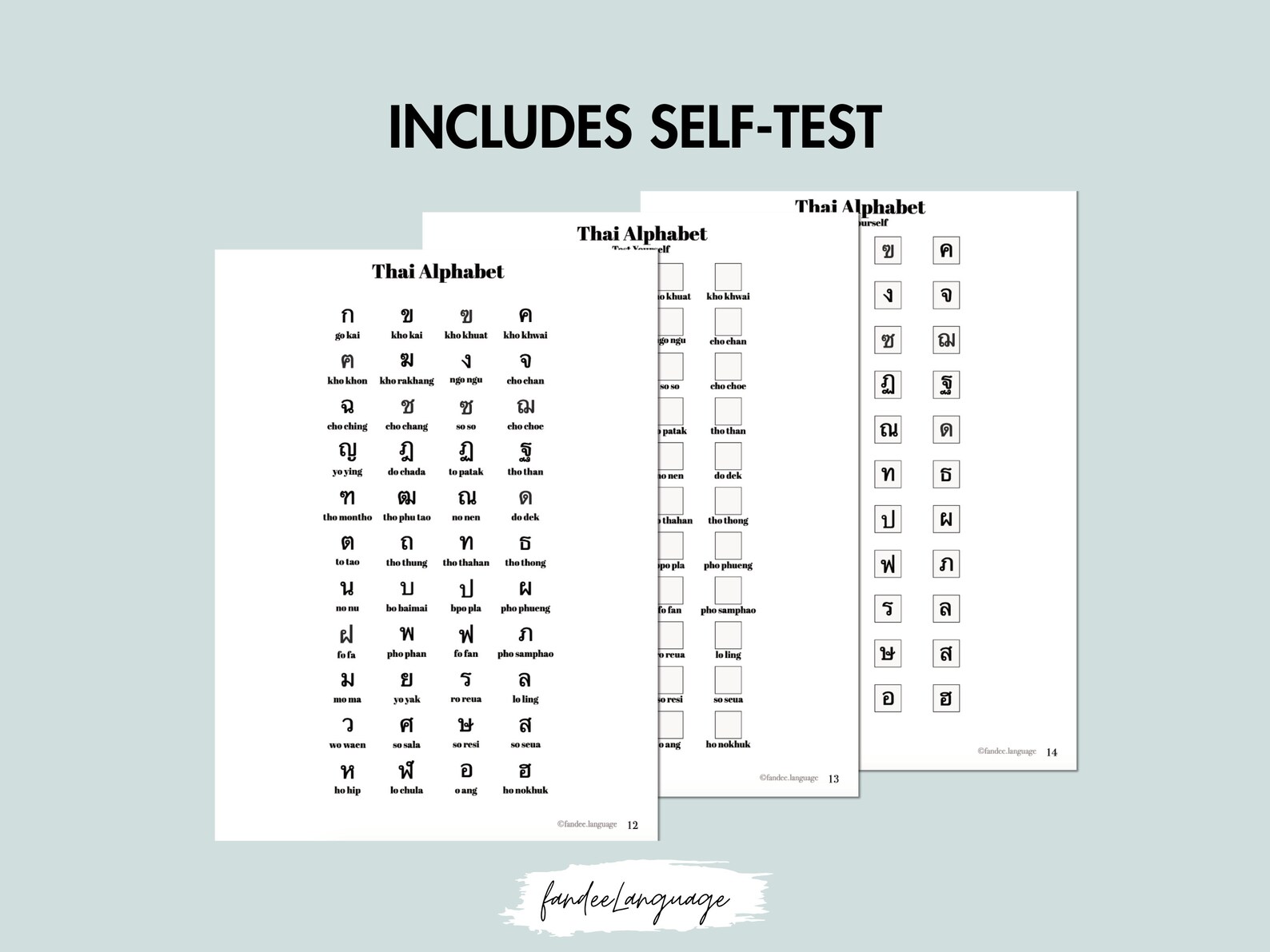 Thai Alphabet Consonants Practice Worksheets Notebook Digital Download ...