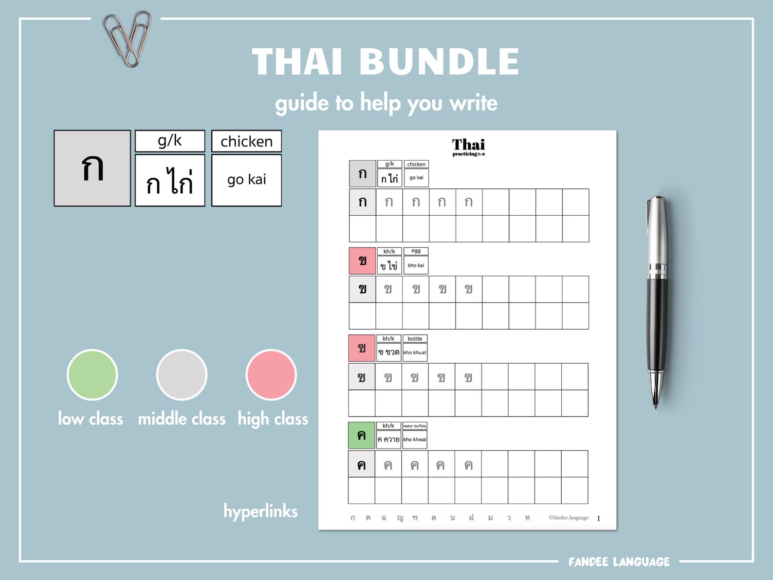 Thai Study Bundle | Vowels and Consonants with Workbook and Flashcards ...