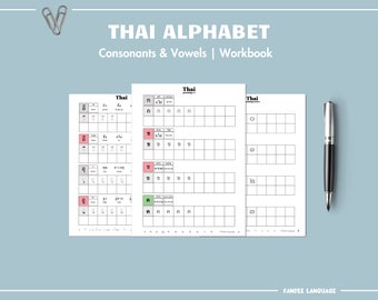 Thai Alphabet Consonants Practice Worksheets Notebook Digital Download ...