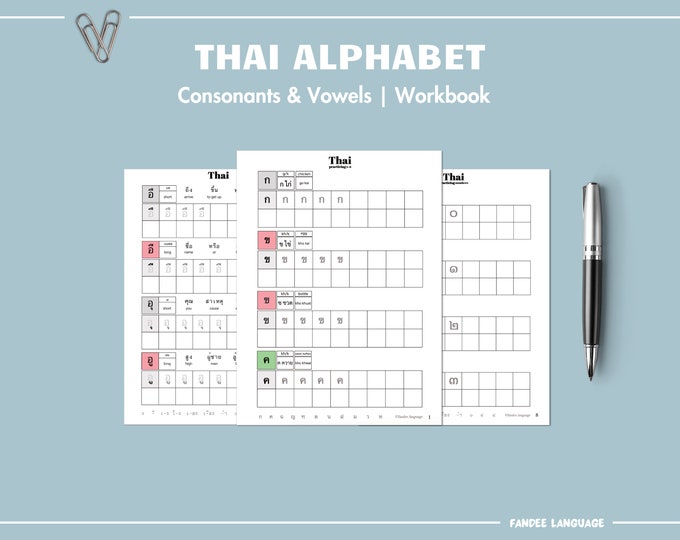 Thai Alphabet Flashcards Bundle (Consonants and Vowels) DIGITAL ...