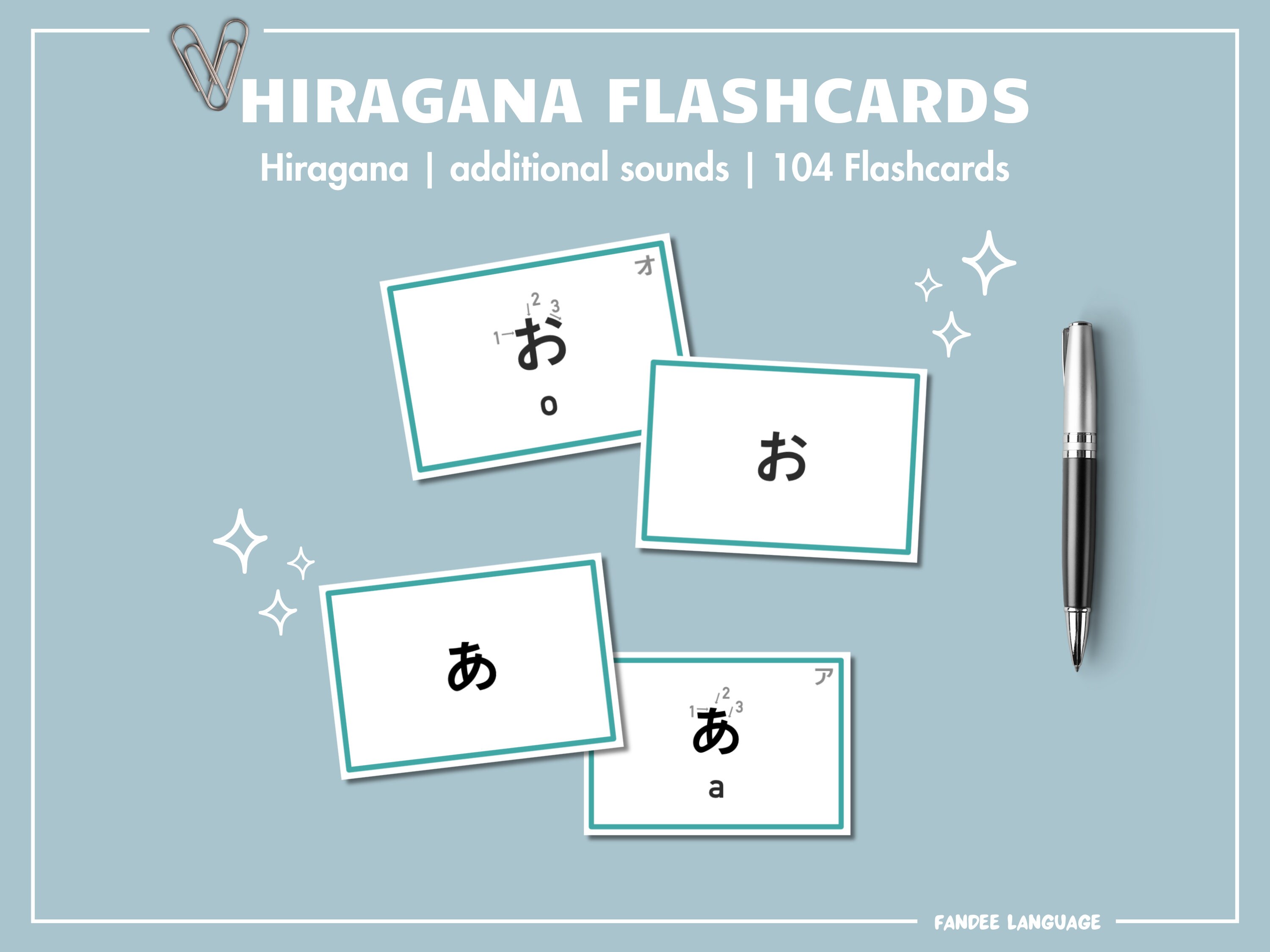 Japanese Hiragana Alphabet 104 Flashcards DIGITAL DOWNLOAD | Study ...