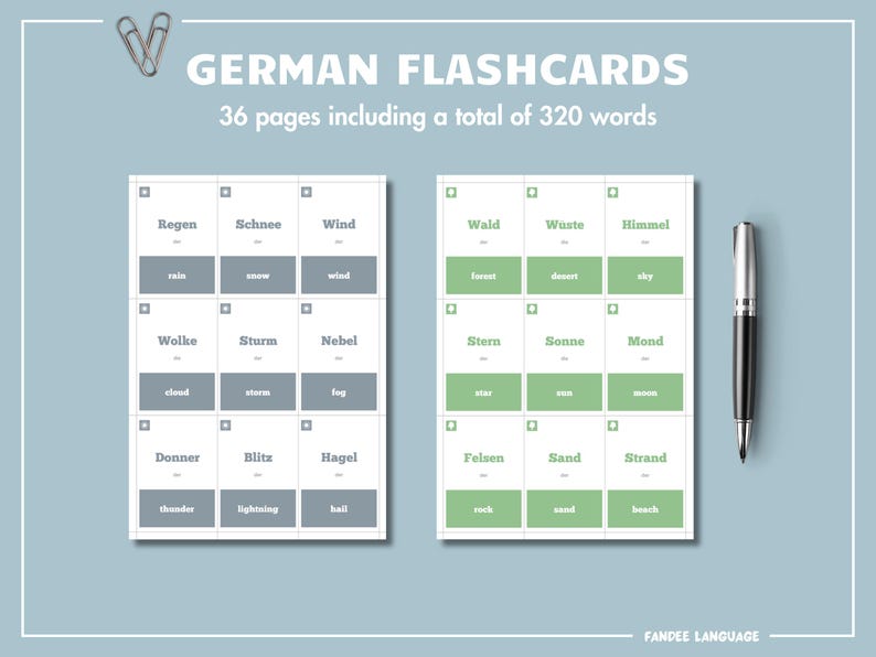 German Flashcards | 320 Flashcards for German Beginners | DIGITAL ...