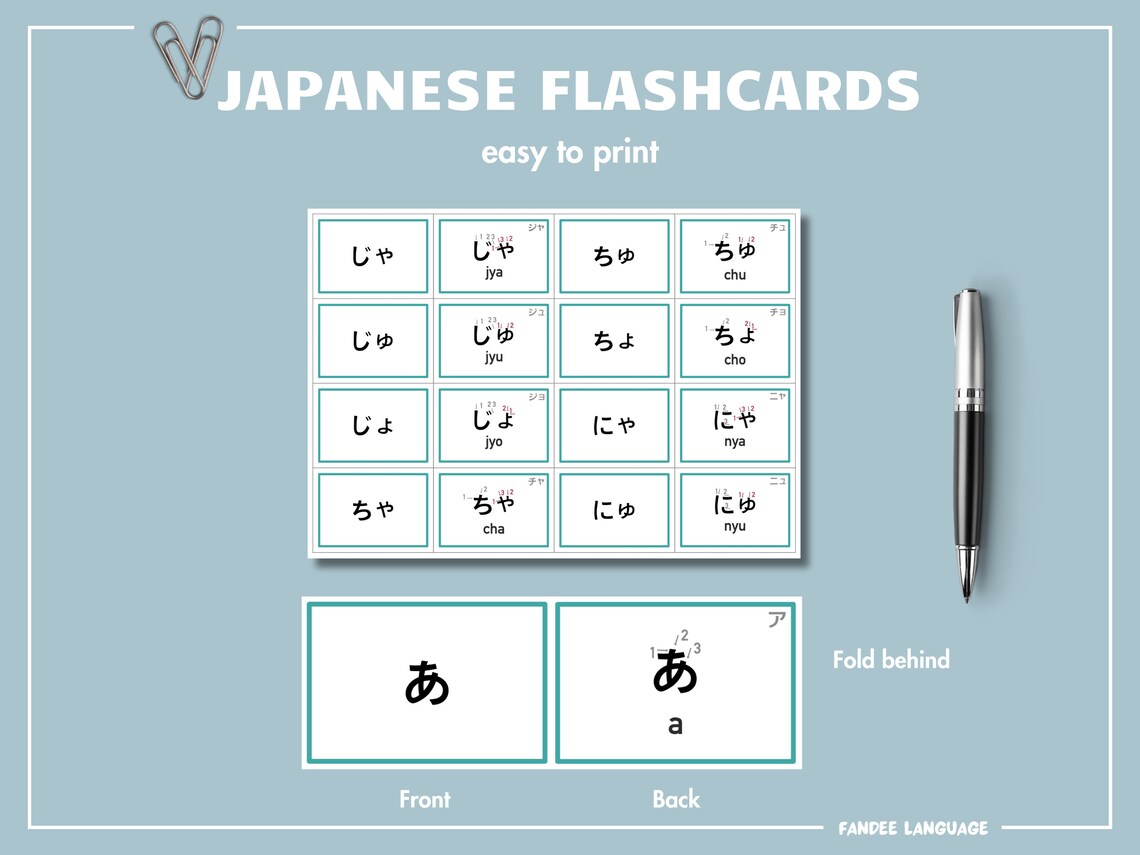 Japanese Alphabet Katakana, Hiragana 208 Flashcards DIGITAL DOWNLOAD ...