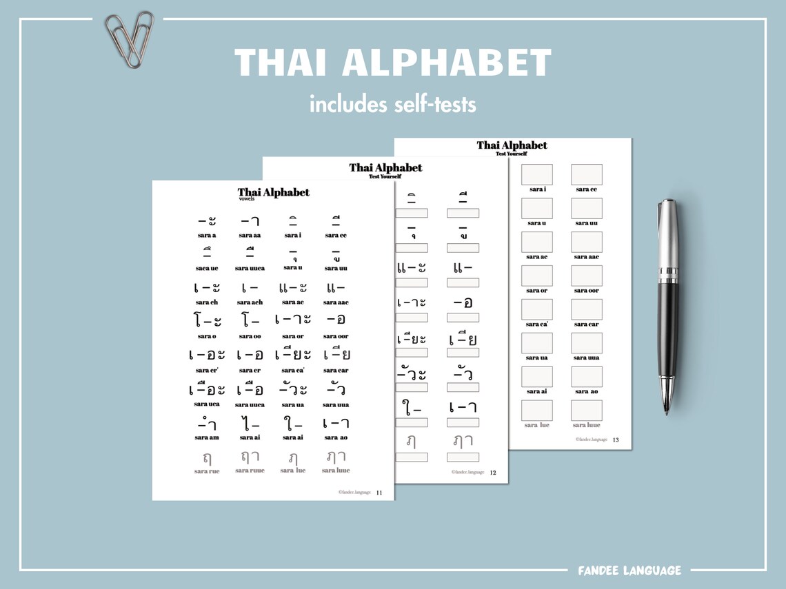 Thai Alphabet Vowels and Consonants Worksheets Notebook Digital ...