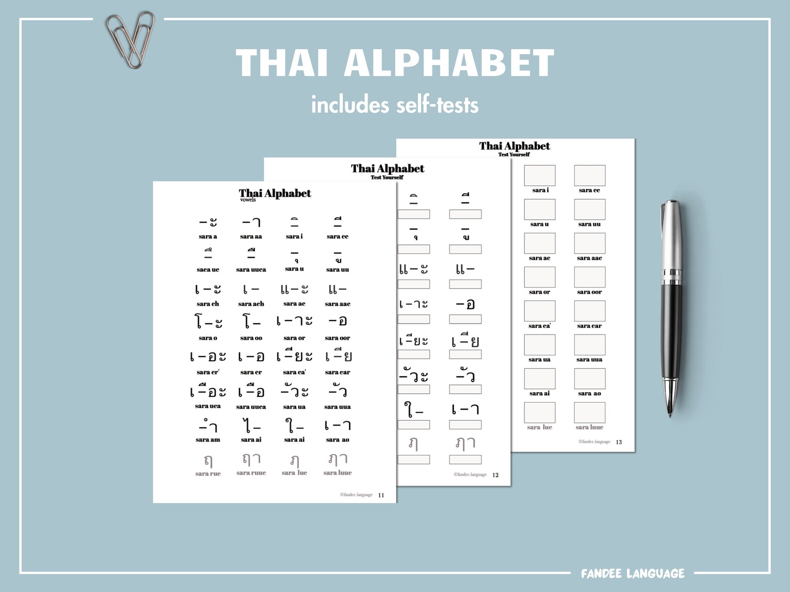 Thai Alphabet Vowels and Consonants Worksheets Notebook Digital ...