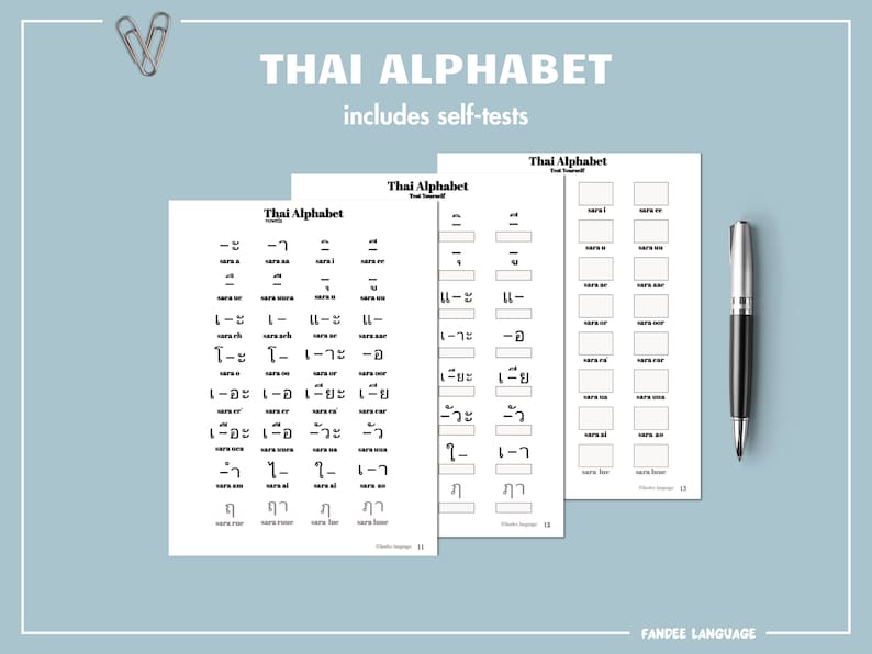 Thai Alphabet Vowels and Consonants Worksheets Notebook Digital ...