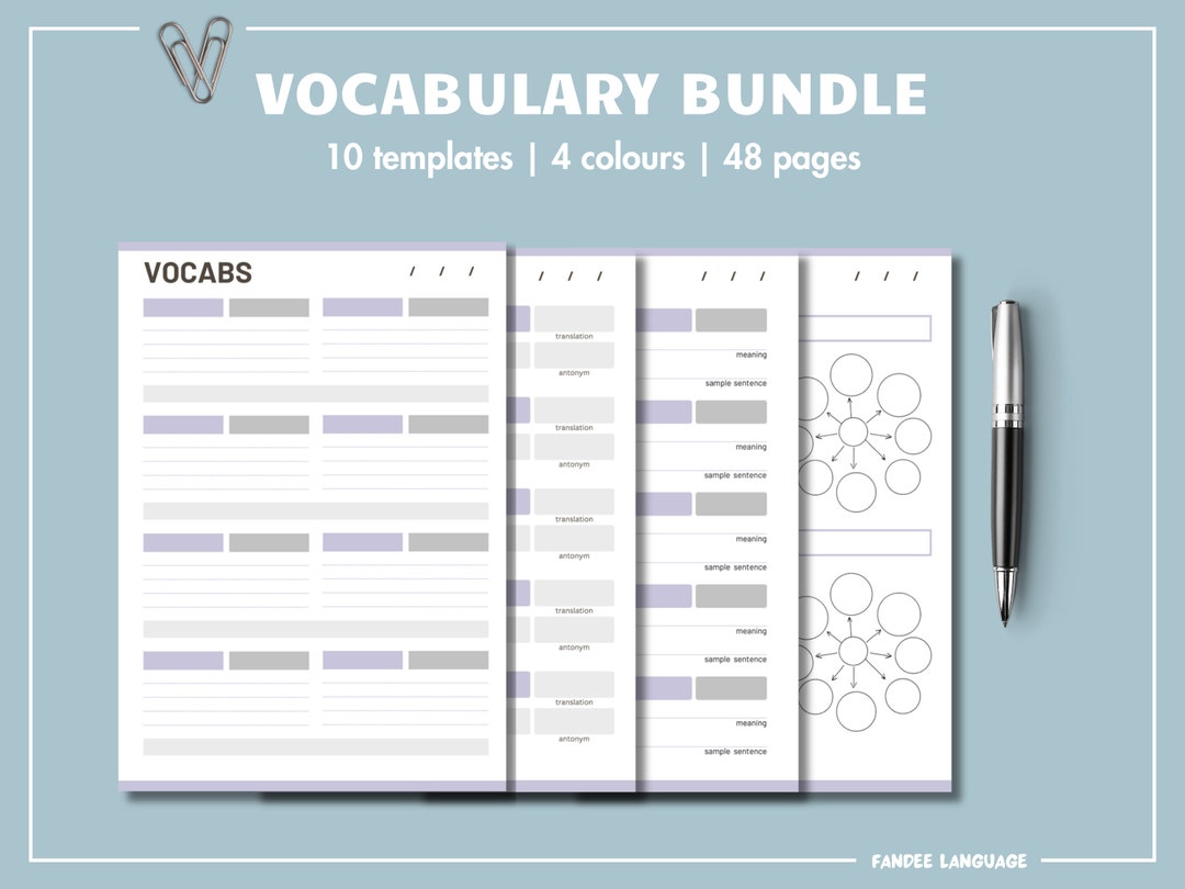 Ultimate Vocabulary Worksheet 10 Templates Bundle in 4 Colors | All ...