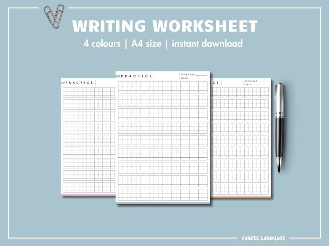Writing Worksheets in 4 Colors | Practice Kanji or Hanzi | Print or Use ...