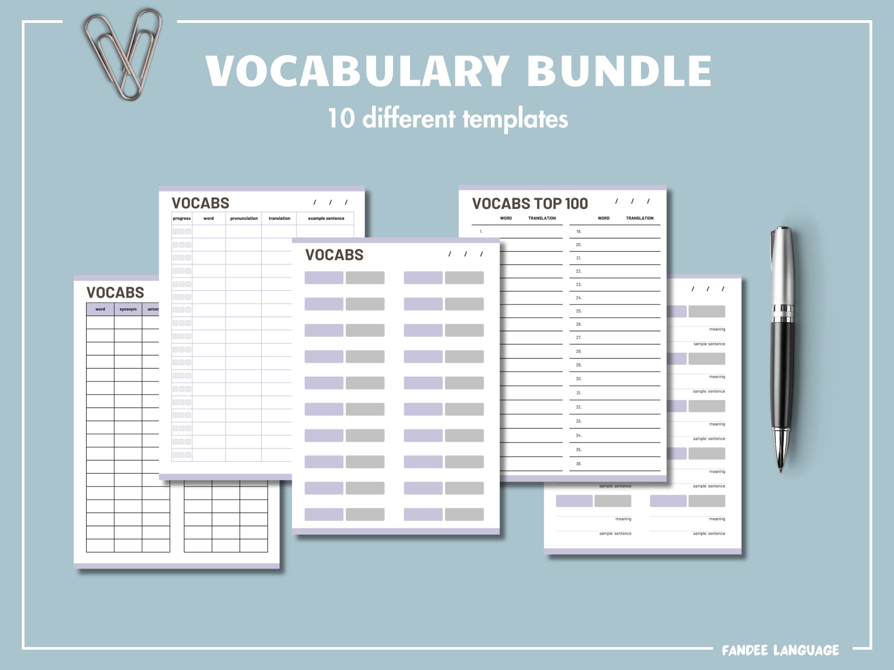 Ultimate Vocabulary Worksheet 10 Templates Bundle in 4 Colors | All ...