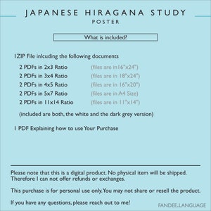 Japanese Hiragana Study Poster Download - Etsy