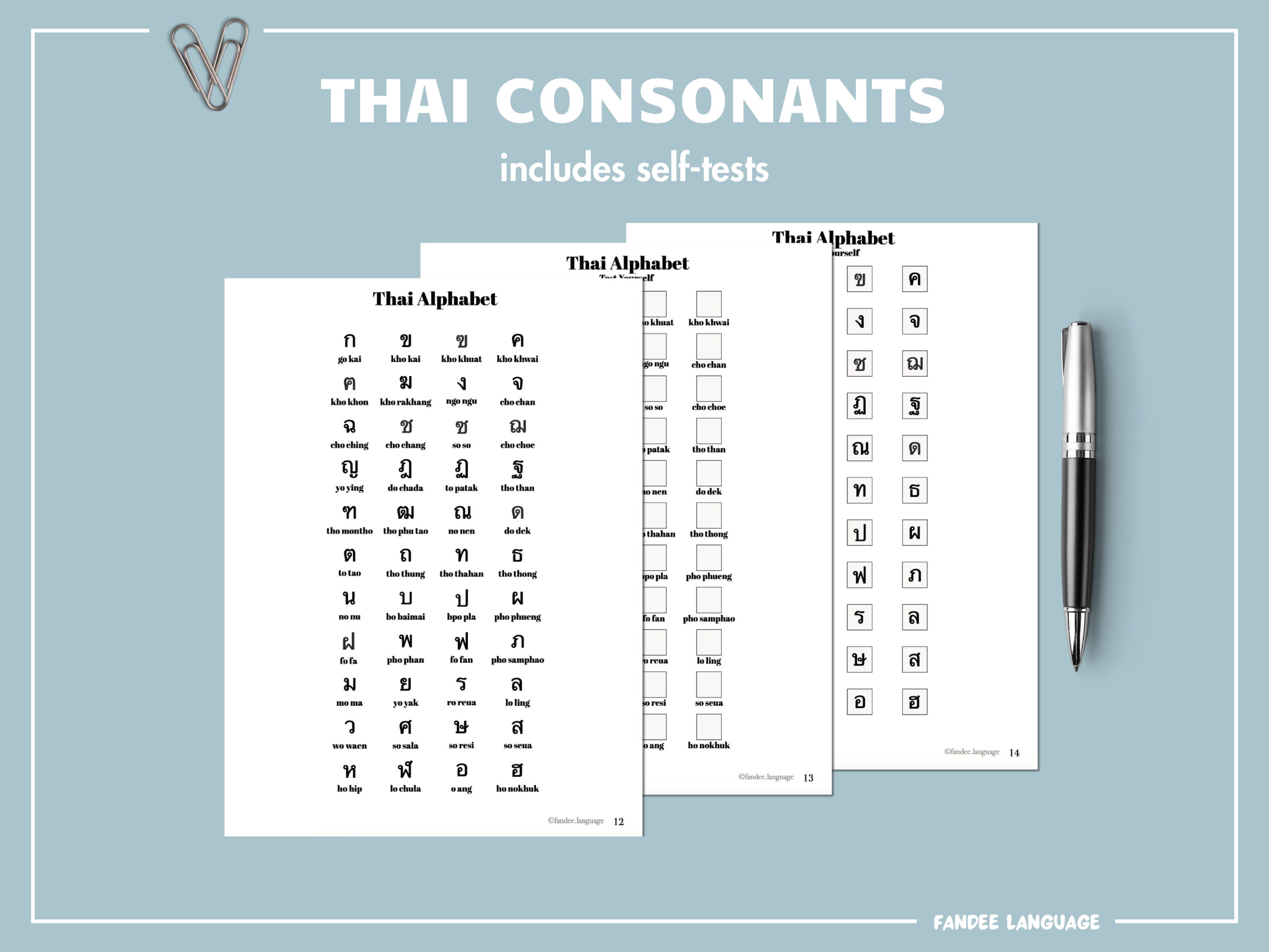 Thai Alphabet (Consonants) Practice Worksheets Notebook Digital ...