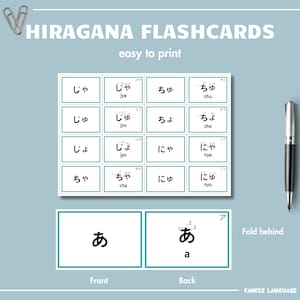 Japanese Hiragana Alphabet 104 Flashcards DIGITAL DOWNLOAD Study ...