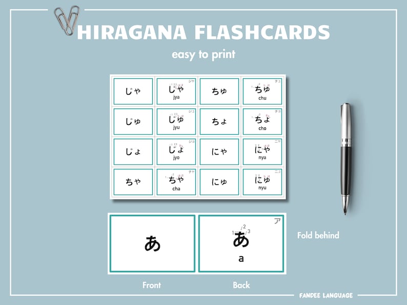 Japanese Hiragana Alphabet 104 Flashcards DIGITAL DOWNLOAD | Study ...