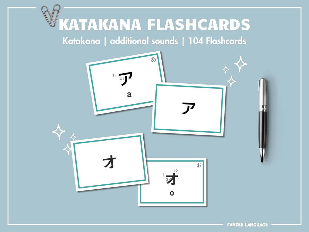 Japanese Katakana Alphabet 104 Flashcards DIGITAL DOWNLOAD | Study Japanese Language With ...