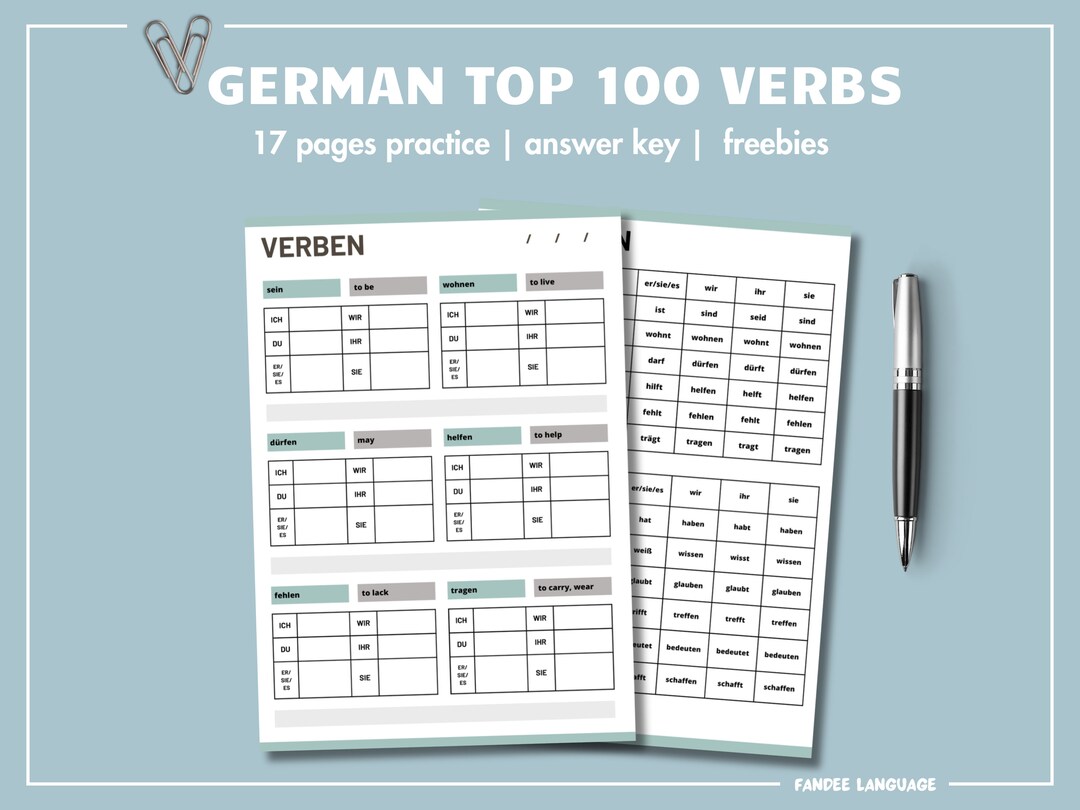 German Verb Conjugation Worksheet Templates | Verb Study and Practice ...