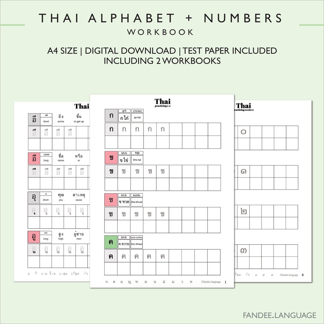 Thai Alphabet Vowels and Consonants Worksheets Notebook - Etsy