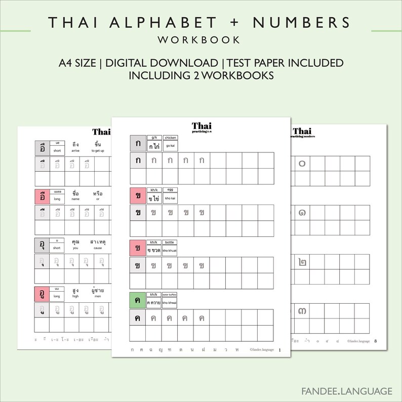 Thai Alphabet Vowels and Consonants Worksheets Notebook - Etsy