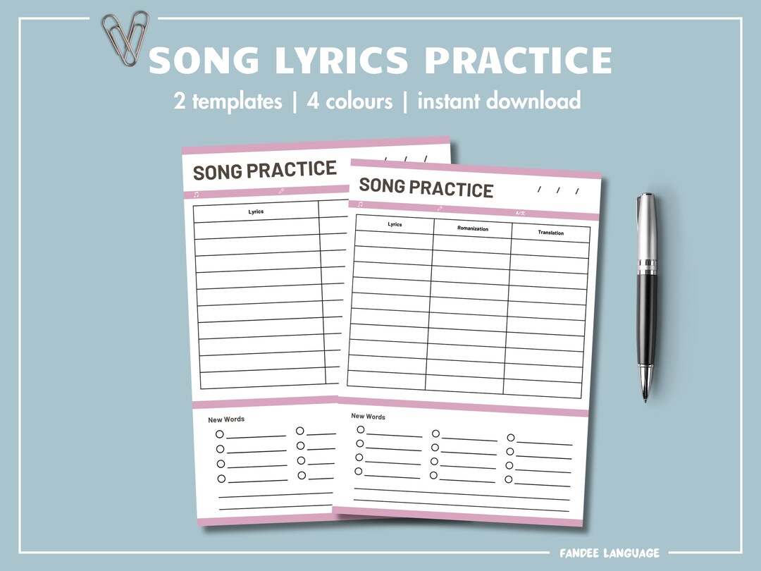Song Lyric Study Worksheet in 4 Colours | Optimised for Languages With ...