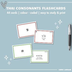 Thai Alphabet Consonants Flashcards DIGITAL DOWNLOAD | Study Thai ...