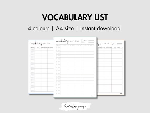 Vocabulary Chart Template