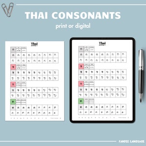 Thai Alphabet (Consonants) Practice Worksheets Notebook Digital ...
