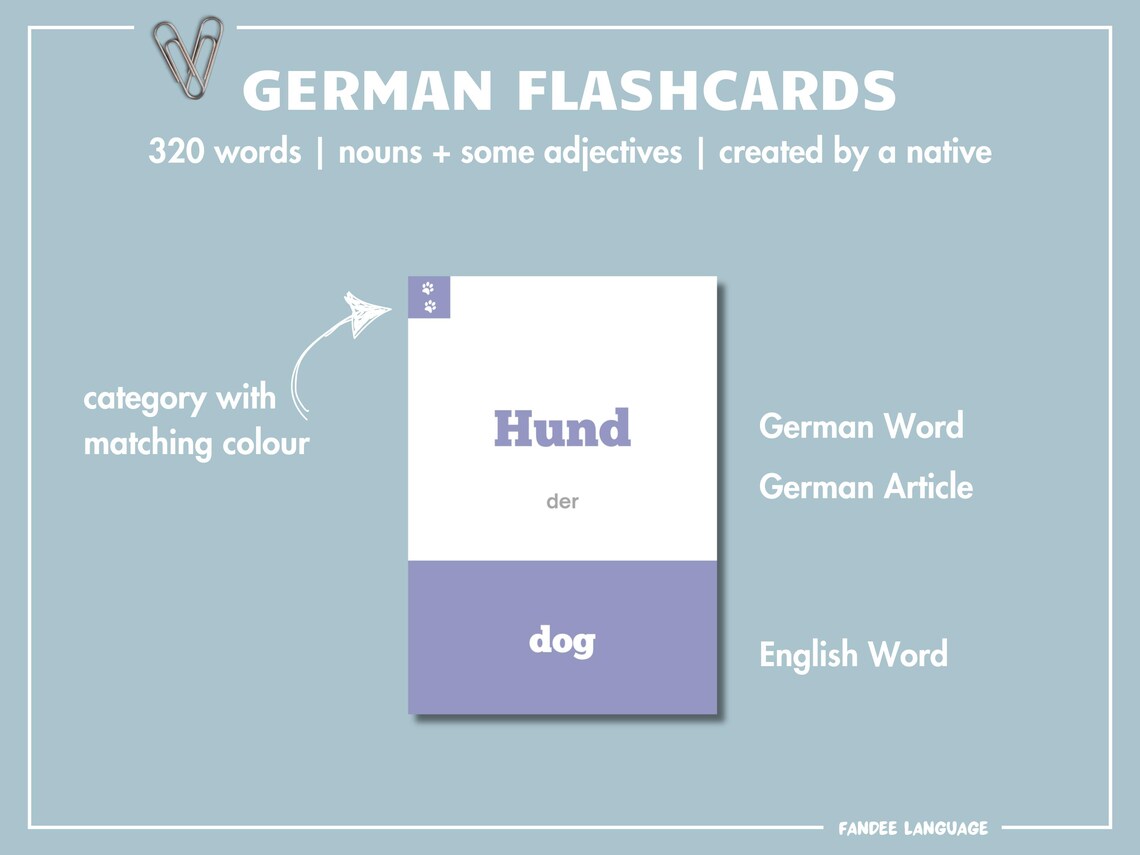 German Flashcards | 320 Flashcards for German Beginners | DIGITAL ...