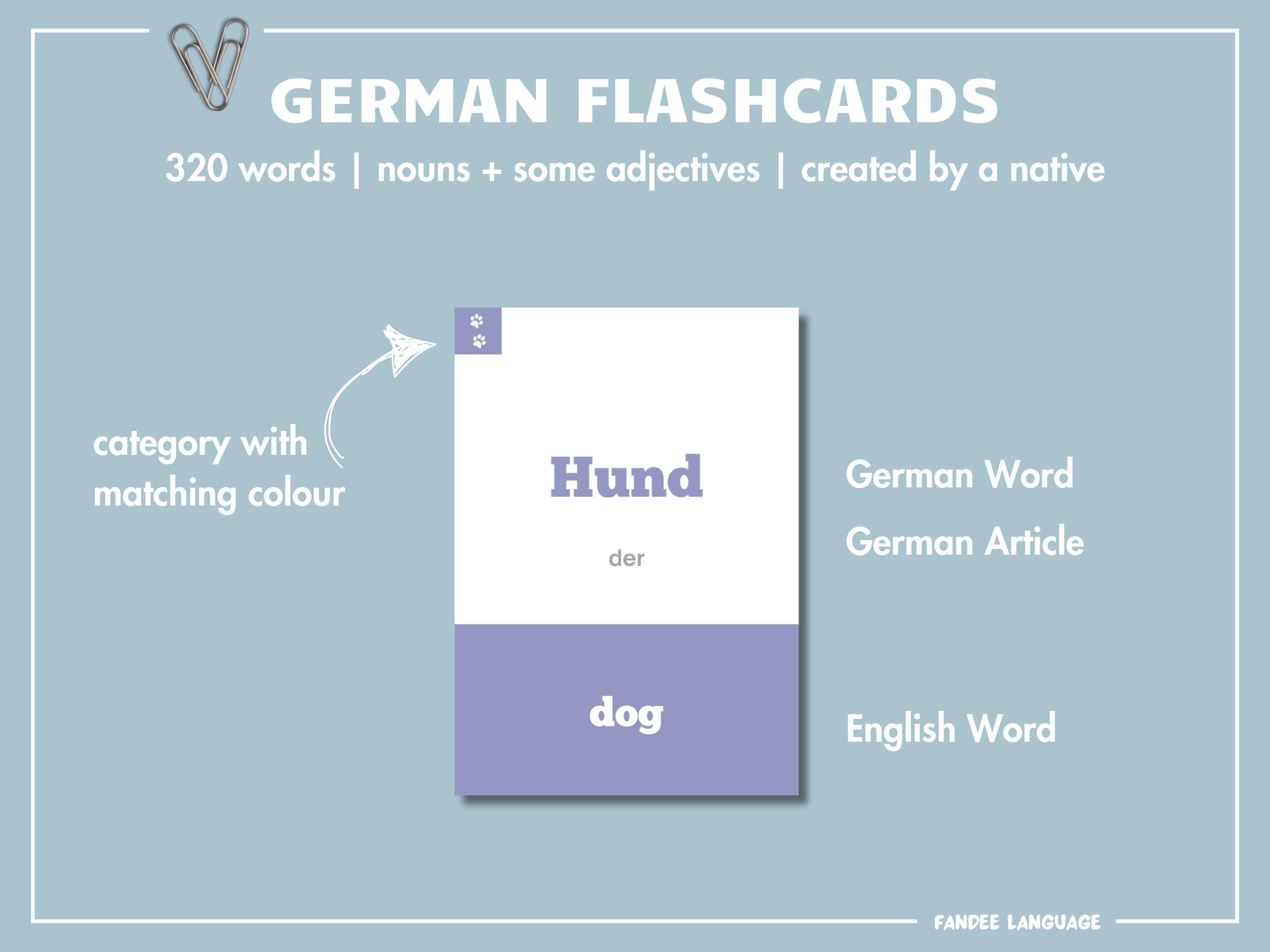 German Flashcards | 320 Flashcards for German Beginners | DIGITAL ...