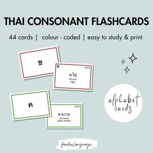 Thai Alphabet Consonants Flashcards DIGITAL DOWNLOAD Study Thai ...