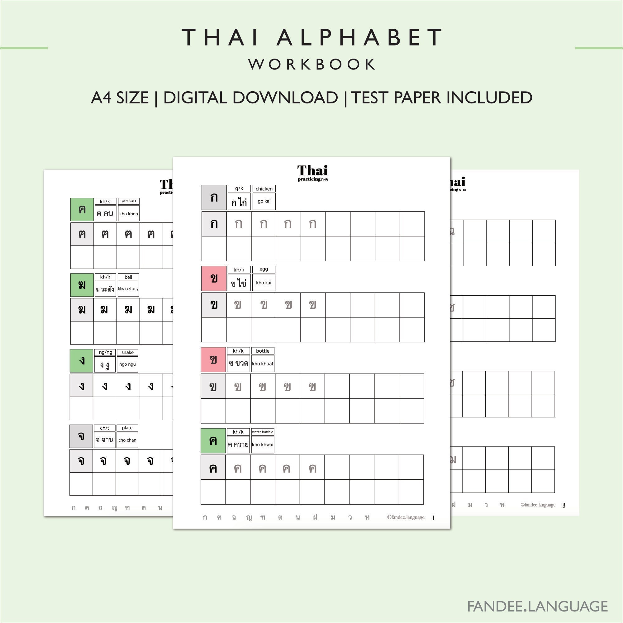 Thai Alphabet consonants Practice Worksheets Notebook - Etsy
