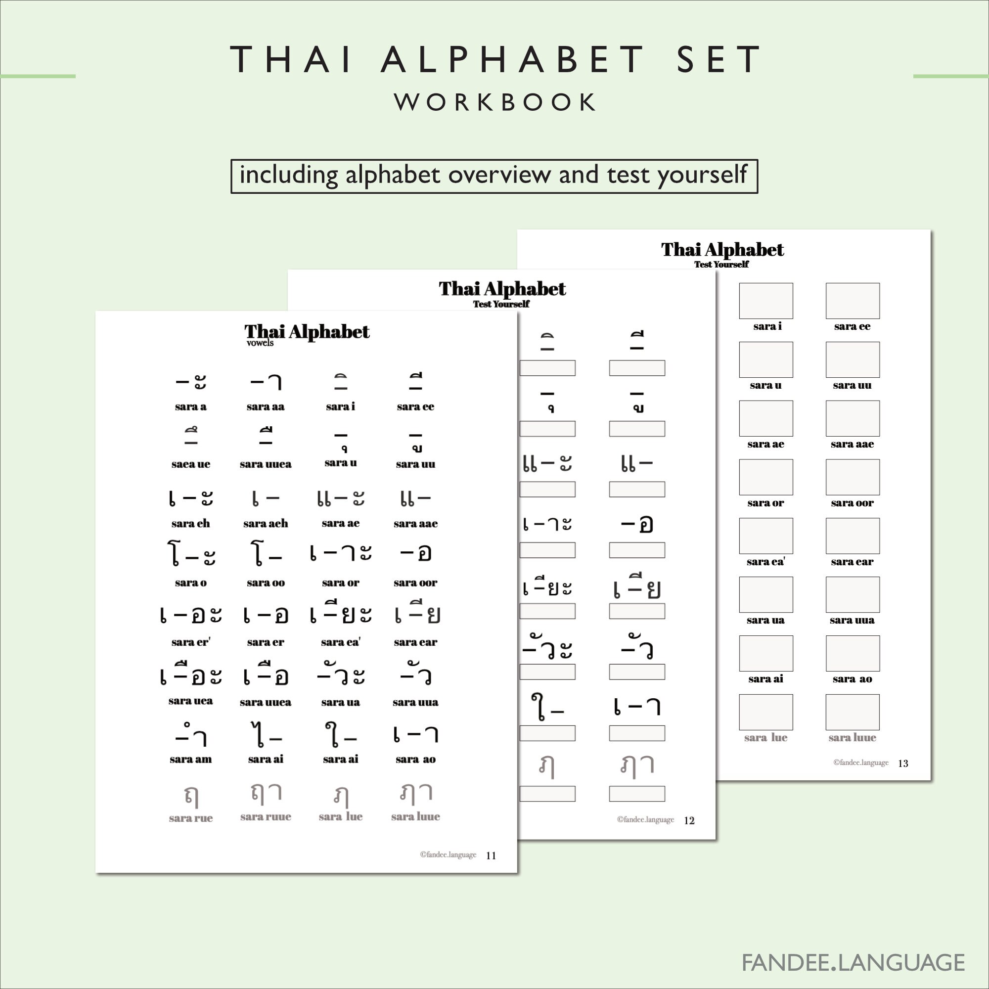 Thai Alphabet Vowels and Consonants Worksheets Notebook - Etsy UK