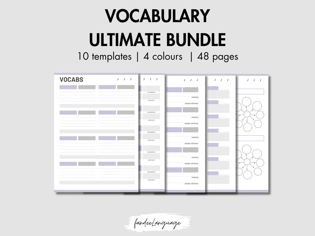 Ultimate Vocabulary Worksheet 10 Templates Bundle in 4 Colors All ...