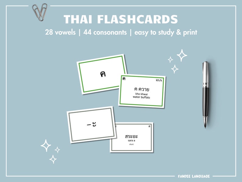 Thai Alphabet Flashcards Bundle (consonants and Vowels) DIGITAL ...