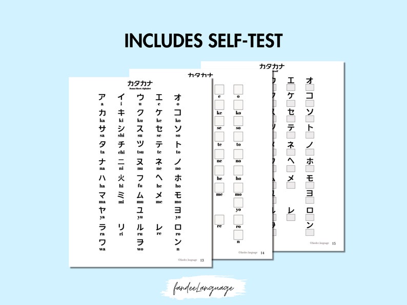 Japanese Alphabet Katakana Bundle Worksheets & Flashcards Digital Download, Study Japanese ...