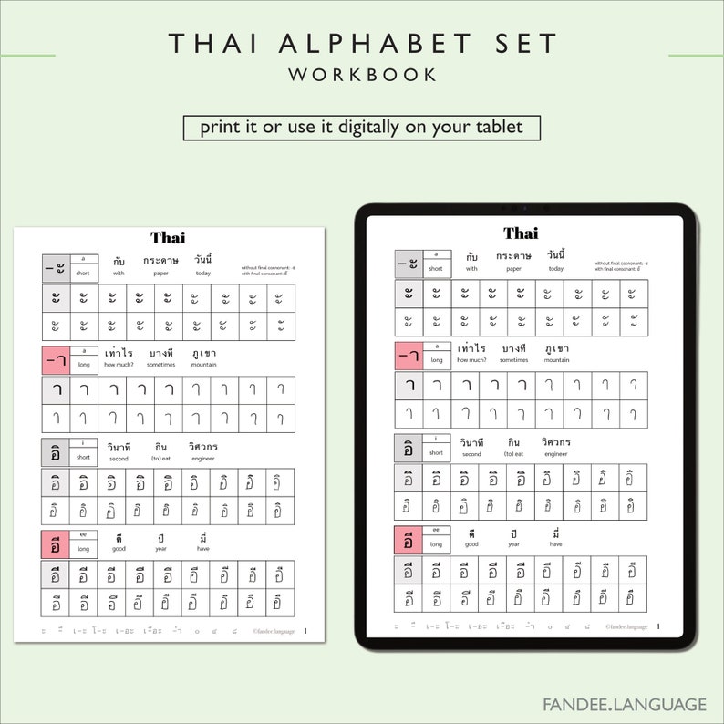 Thai Alphabet Vowels and Consonants Worksheets Notebook - Etsy.de