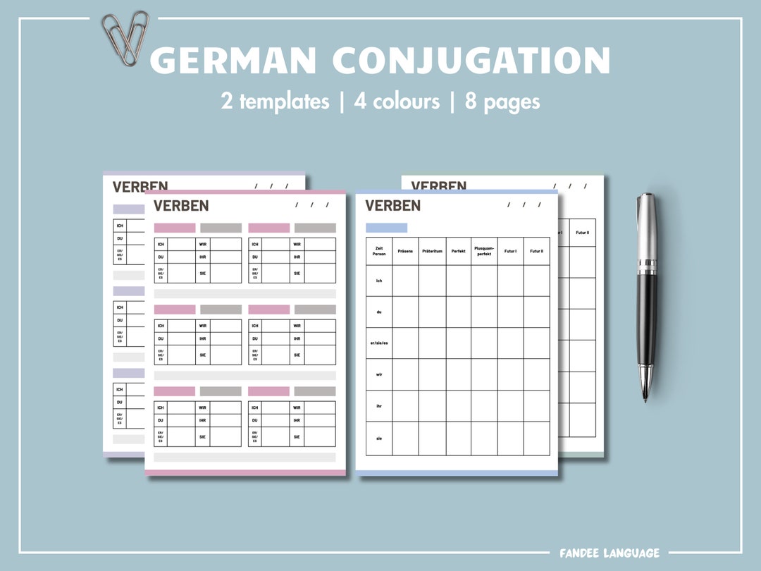 German Verb Conjugation Tables | Conjugation Worksheet | Foreign ...