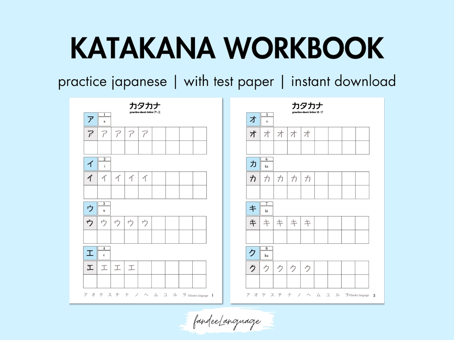 Katakana Practice Worksheets Notebook Test Yourself and - Etsy