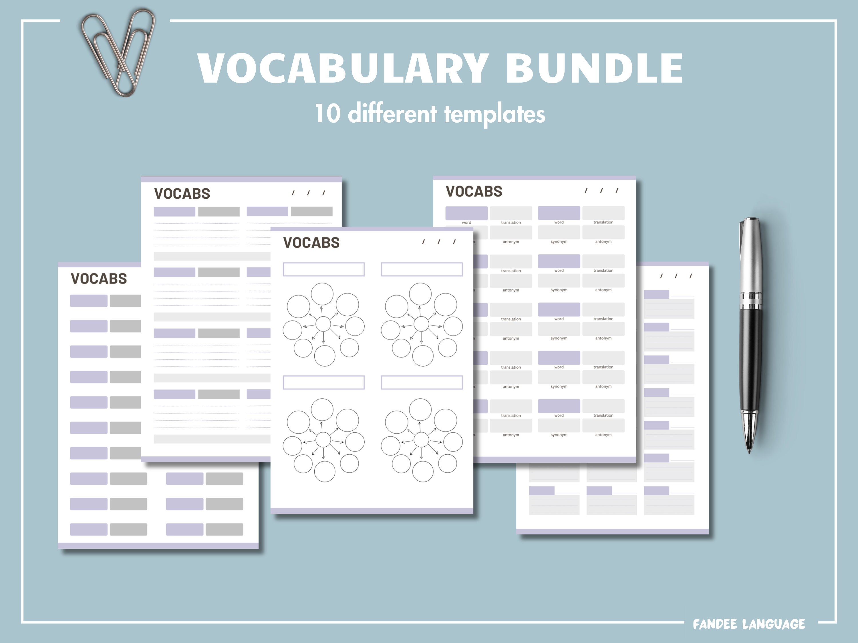 Ultimate Vocabulary Worksheet 10 Templates Bundle in 4 Colors | All ...