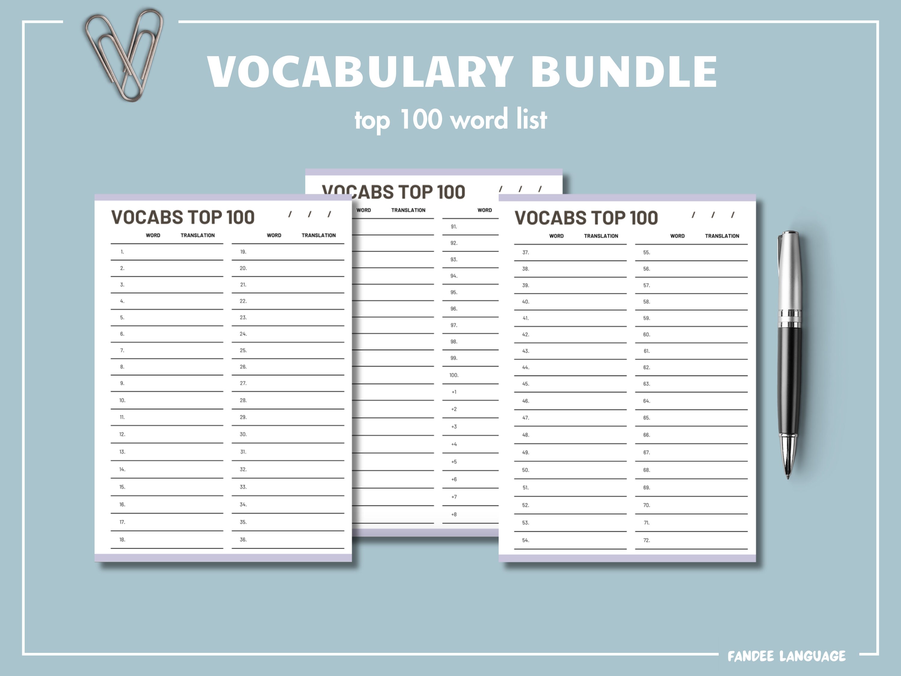 Ultimate Vocabulary Worksheet 10 Templates Bundle in 4 Colors | All ...