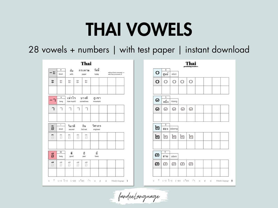 Thai Alphabet Bird Worksheets Notebook Digital Download Test Yourself ...