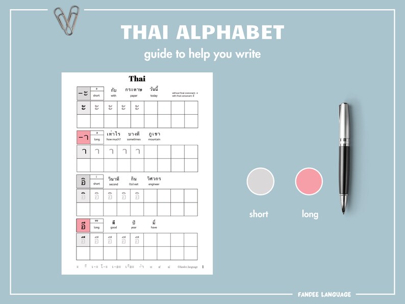 Thai Alphabet Vowels and Consonants Worksheets Notebook Digital ...