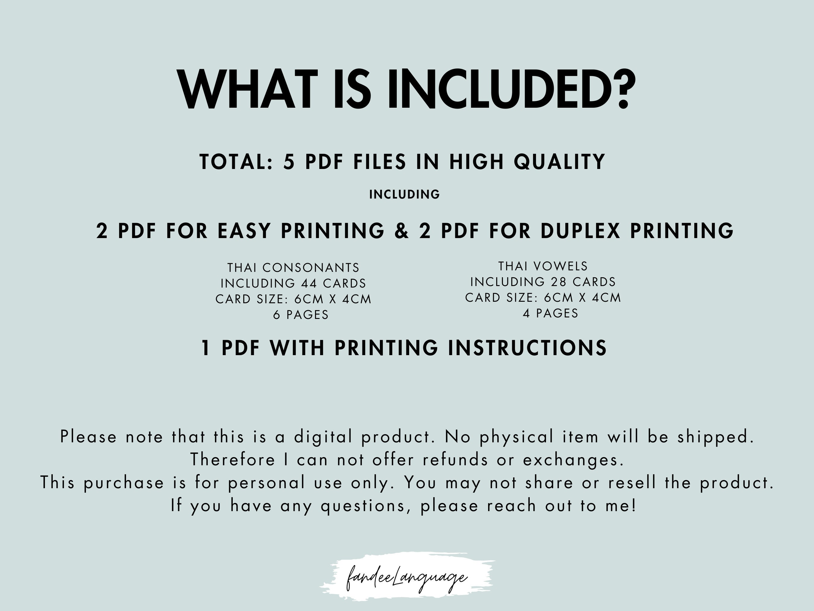 Thai Alphabet Flashcards Bundle consonants and Vowels DIGITAL DOWNLOAD ...