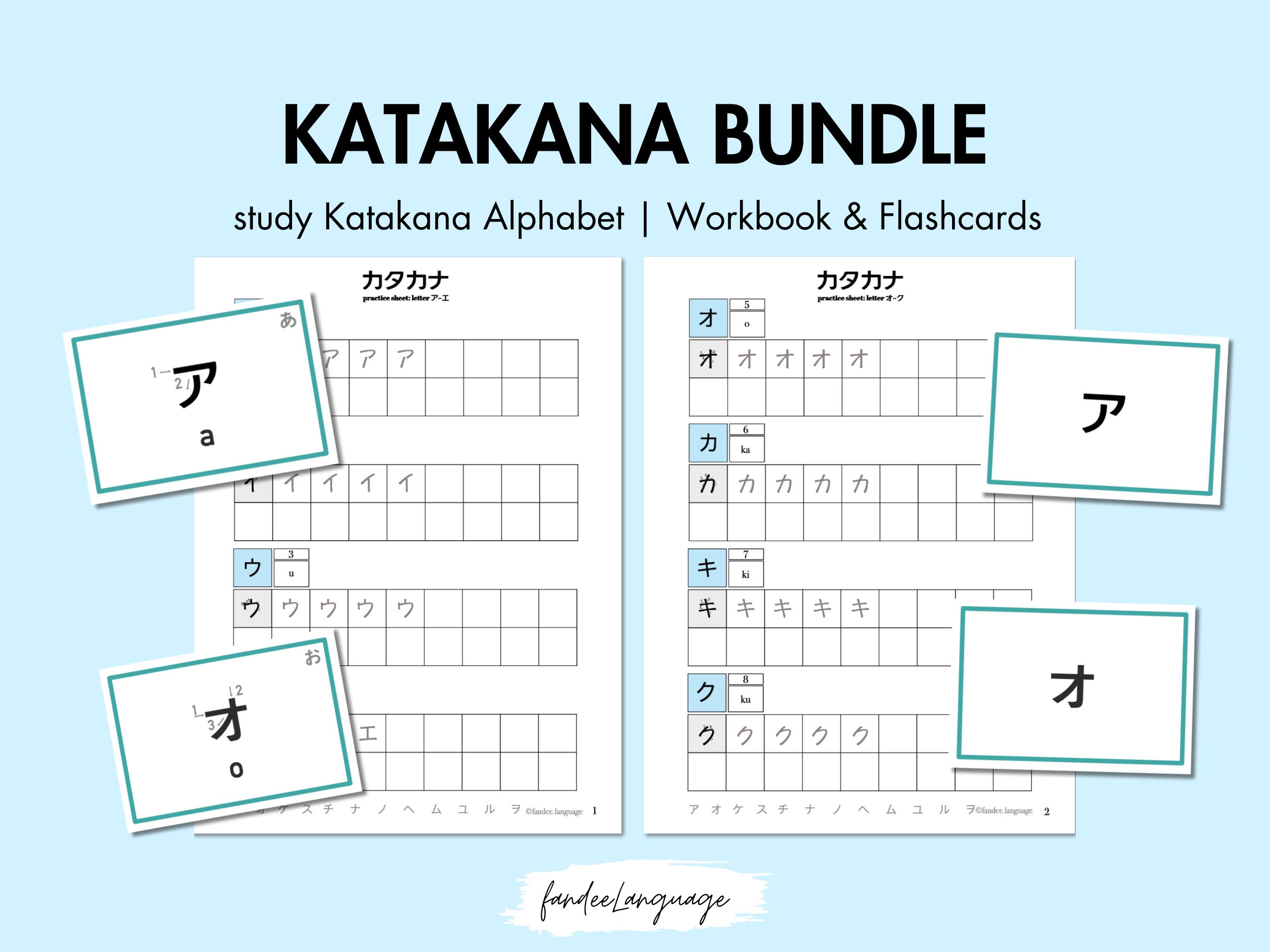 Japanese Alphabet Katakana Bundle Worksheets & Flashcards Digital ...
