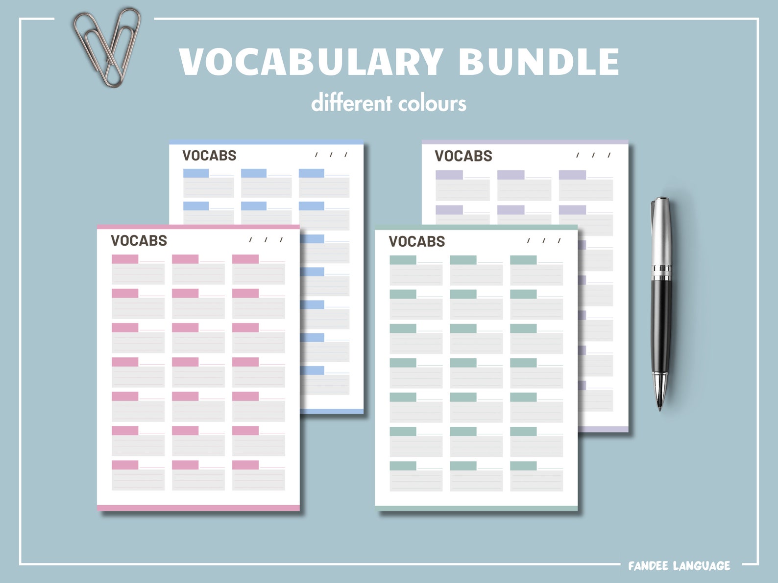 Ultimate Vocabulary Worksheet 10 Templates Bundle in 4 Colors | All ...