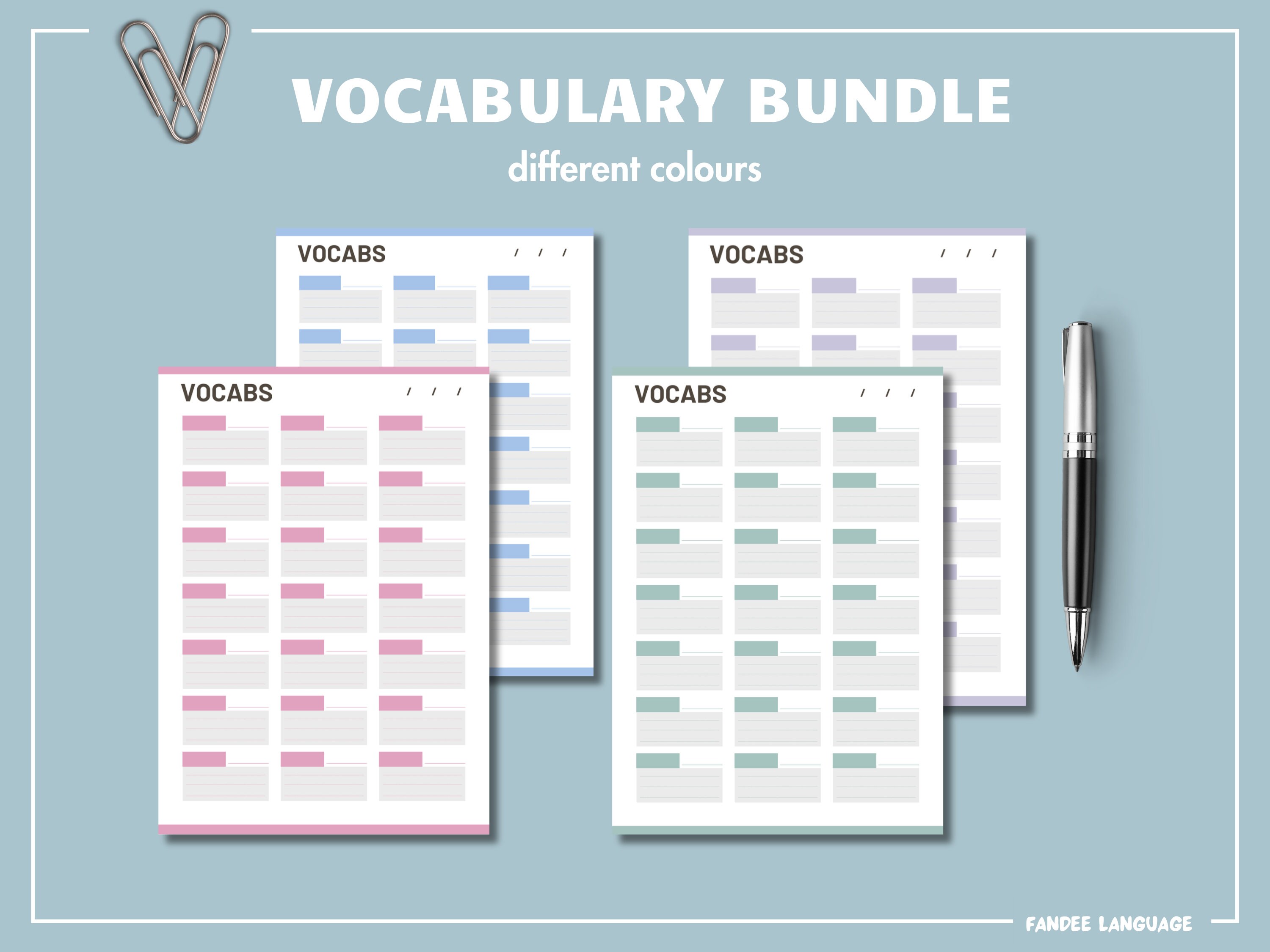 Ultimate Vocabulary Worksheet 10 Templates Bundle in 4 Colors | All ...