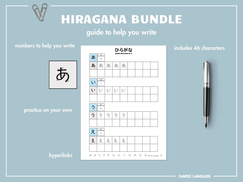 Japanese Alphabet Hiragana Bundle Worksheets & Flashcards | Digital ...