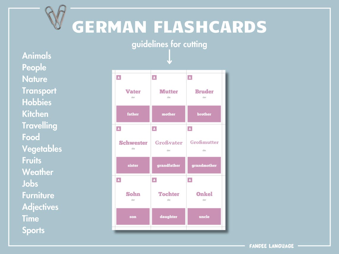 German Flashcards | 320 Flashcards for German Beginners | DIGITAL ...