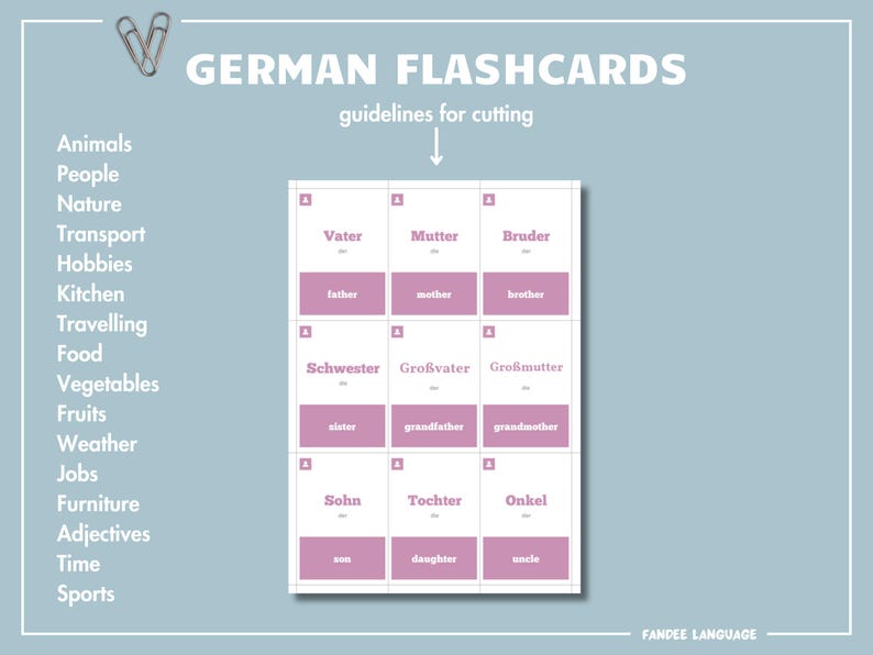 German Flashcards | 320 Flashcards for German Beginners | DIGITAL ...